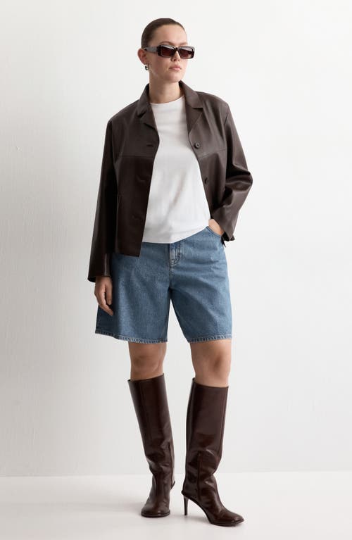 MANGO High-Waisted Mid-Thigh Denim Shorts